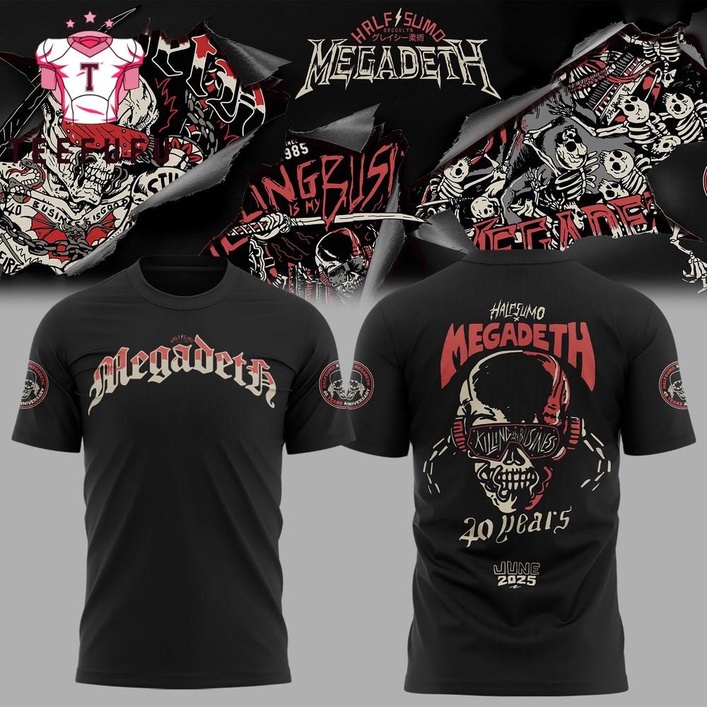 Half Sumo x Megadeth 40 Year June 2025 3D Printed Shirt